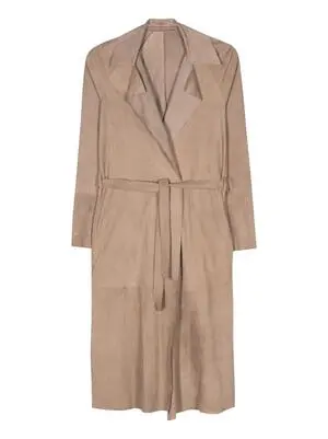 SALVATORE SANTORO Belted Suede Coat - Brown