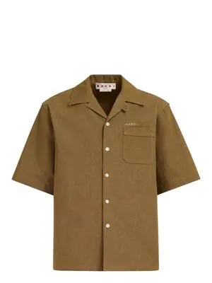 Marni Logo-embroidered Cotton Shirt - Brown