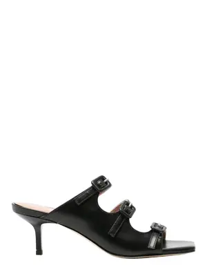 SCAROSSO Manuela 65mm Leather Mules - Black
