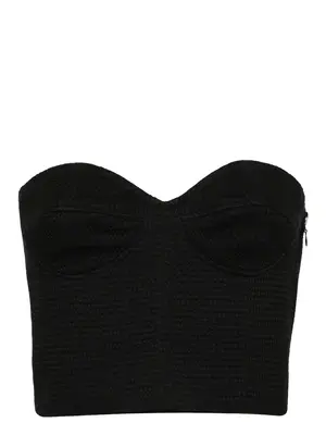 FORTE_FORTE Sweetheart Cropped Top - Black