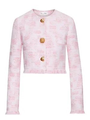 Oscar De La Renta Textured Tweed Cropped Jacket - Pink