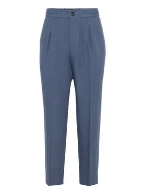 Brunello Cucinelli Linen Straight-leg Trousers - Blue