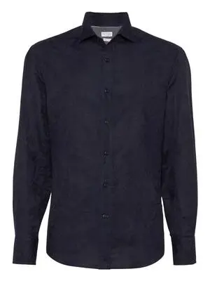 BRUNELLO CUCINELLI Patterned-jacquard Long-sleeve Shirt