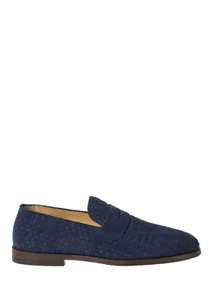 Brunello Cucinelli Woven Suede Loafers - Blue