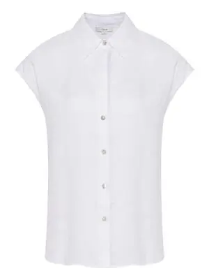 Vince Short-sleeve Linen Shirt - White