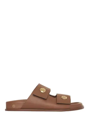 ANINE BING Ella Leather Slides - Brown