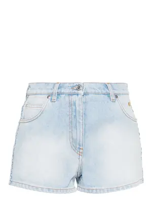 MSGM Logo-embroidered Denim Shorts - Blue