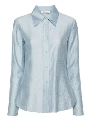 Rodebjer Carmen Floral-embroidered Shirt - Blue