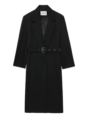 LOW CLASSIC Belted Single-breasted Coat - Black