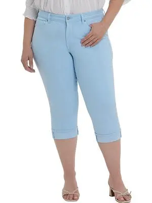 NYDJ Marilyn High Rise Straight Cropped Jeans - Aquatic