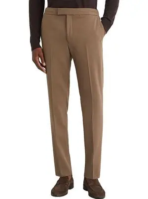 REISS Drawcord Slim Fit Pants - Mink Brown