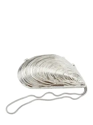 Simkhai Bridget Mini Oyster Shell Clutch Silver
