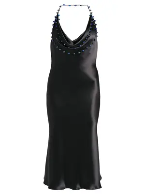BOTTEGA VENETA Bottega Veneta Beaded Halter Fluid Shine Dress