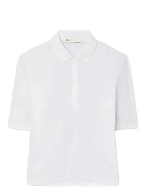 Tory Burch Tory Burch Nylon Taffeta Zip Polo Pearl White