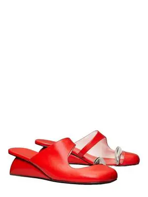 Tory Burch Pierced Mule Wedge - Blazing Red/silver