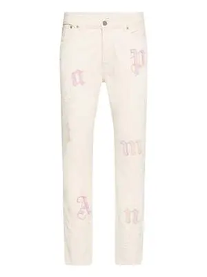 Palm Angels Logo Patches Jeans - White