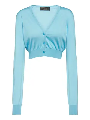 Dolce & Gabbana Capri Cropped Silk Cardigan - Blue