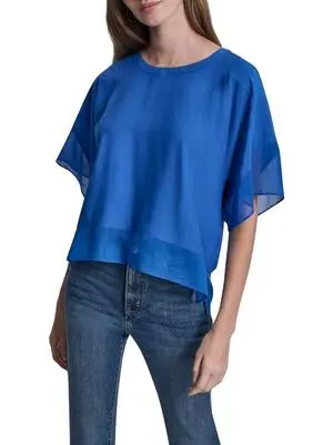 Dkny Mixed Media Top - Cobalt