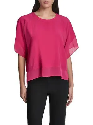 Dkny Mixed Media Top - Hot Pink