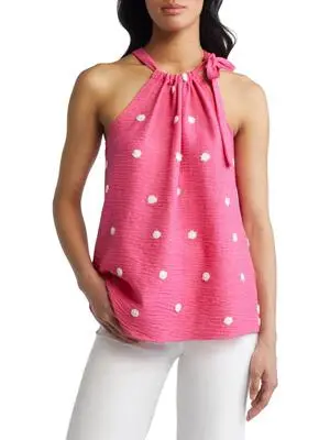Loveappella Tie Shoulder Sleeveless Top - Fuchsia