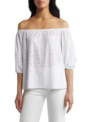Loveappella Eyelet Top - White