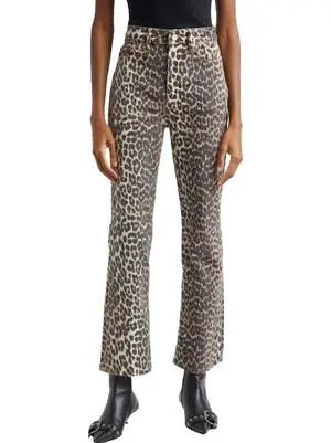 GANNI Betzy Print Crop Jeans - Leopard
