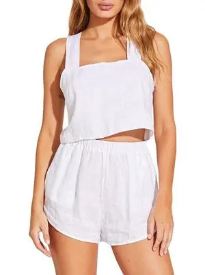 Vitamin A® Tallows Crop Linen Cover-up Top - White Eco Linen
