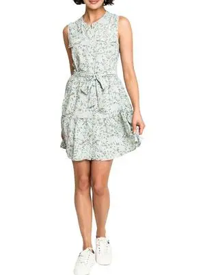 GIBSONLOOK Wildflower Tie Waist Dress - Misty Blue Banana
