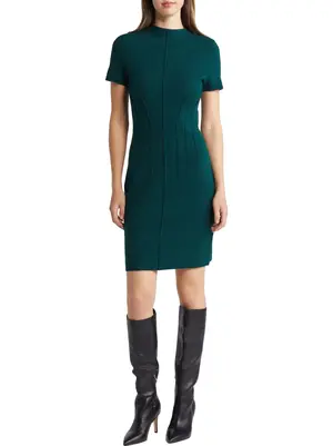 Eliza J Eliza J Pintuck Fitted Sheath Dress Hunter