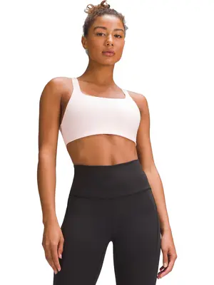 Lululemon Ultralu Square-neck Workout Bra Strawberry Milkshake