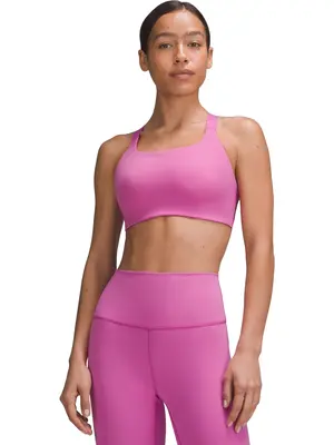 Lululemon Ultralu Square-neck Workout Bra Pow Pink Tone
