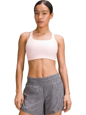 Lululemon Ultralu Square-neck Workout Bra Strawberry Milkshake