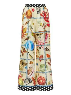 DOLCE & GABBANA Capri Printed Silk Satin Palazzo Pants