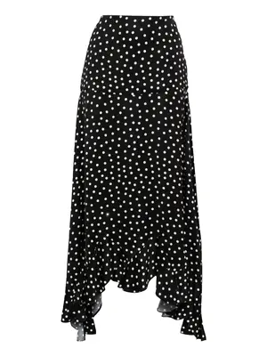 Stella McCartney Asymmetric Polka-dot Maxi Skirt - Black