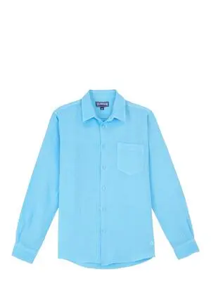 Vilebrequin Logo-embroidered Linen Shirt - Blue