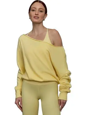 Carbon38 Off-shoulder French Terry Sweatshirt - Banana