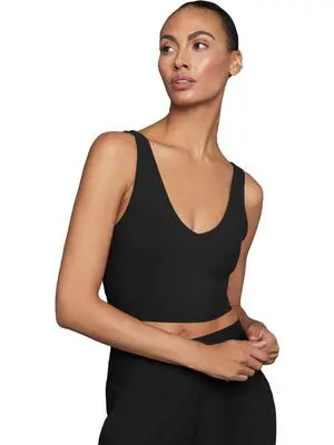 Carbon38 V-Neck Longline Bra In Melt Black