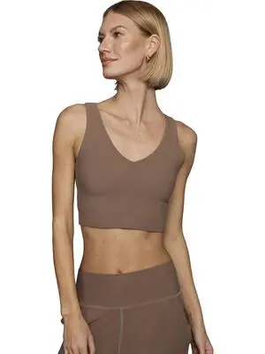 Carbon38 V-Neck Longline Bra In Melt Caribou