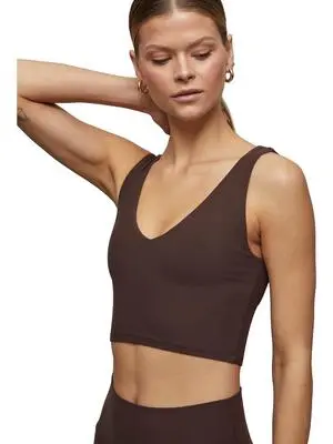 Carbon38 V-Neck Longline Bra In Melt Dark Oak