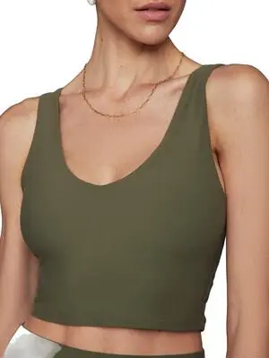 Carbon38 V-Neck Longline Bra In Melt Olive