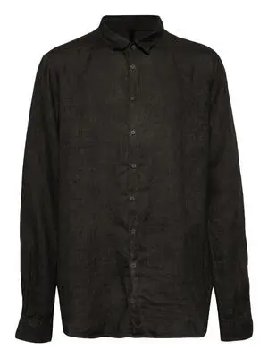 POÈME BOHÉMIEN Classic-collar Linen Shirt - Grey