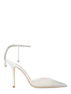 JIMMY CHOO 100mm Saeda Crystal-embellished Pumps - White