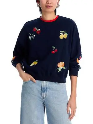 Aqua Aqua Fruit Embroidered Sweatshirt Navy