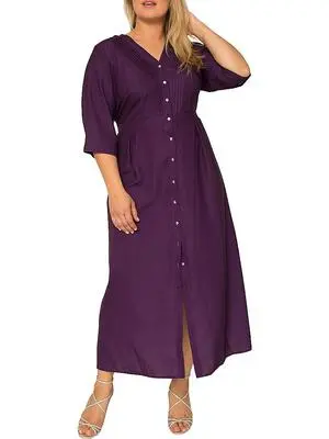 STANDARDS & PRACTICES Maxi Shirt Dress - Deep Purple