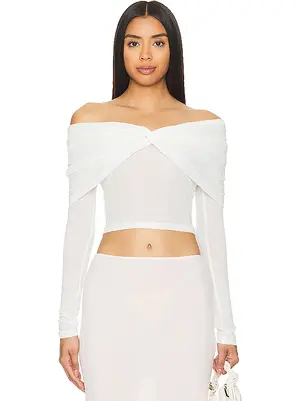 SNDYS Madrid Off-shoulder Top - White