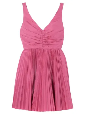 Red Valentino Gathered Pleated Taffeta Mini Dress - Pink