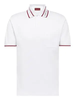 Gucci Web Cotton Piqué Polo Shirt - White