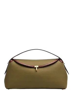 TOTÊME T-lock Canvas Clutch - Dark Green