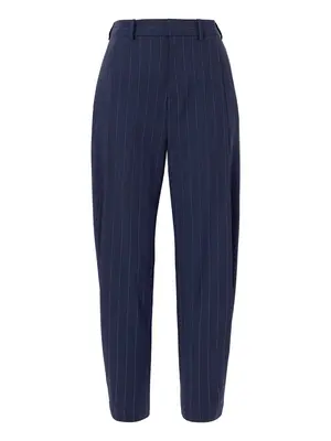 Ralph Lauren Ralph Lauren Collection Cassidy Striped Wool-Twill Pants Navy