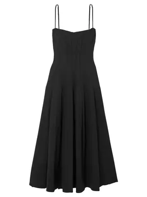 LIBEROWE Pleated Crepe Midi Dress - Black